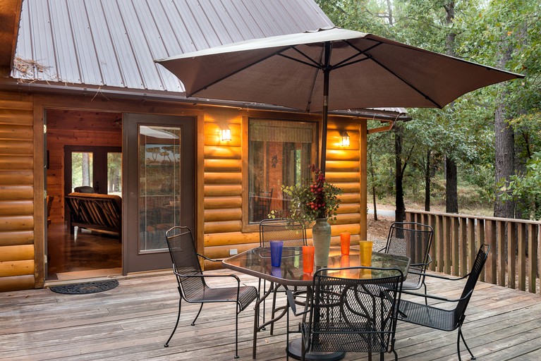 OKeHI Pine Cabin with Wood Burning Fireplace and Outdoor Hot Tub ...