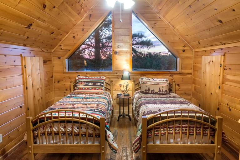 OKeHI Pine Cabin with Wood Burning Fireplace and Outdoor Hot Tub ...